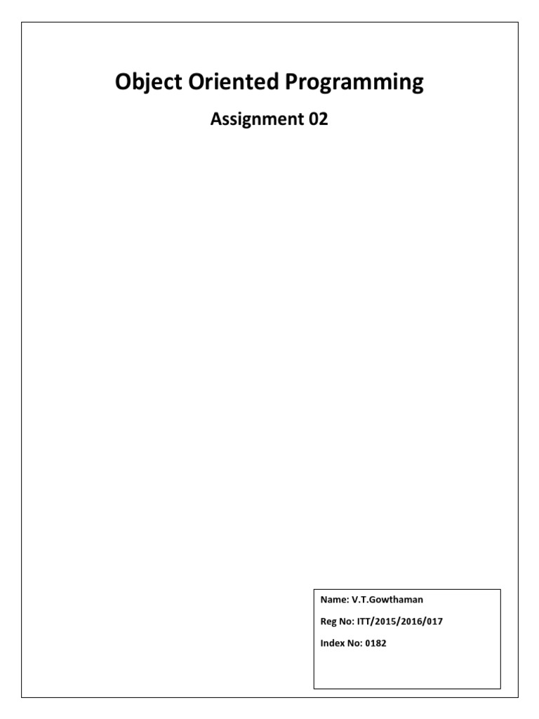 Object Oriented Programming Assignment 02 Pdf Class Computer Programming Method