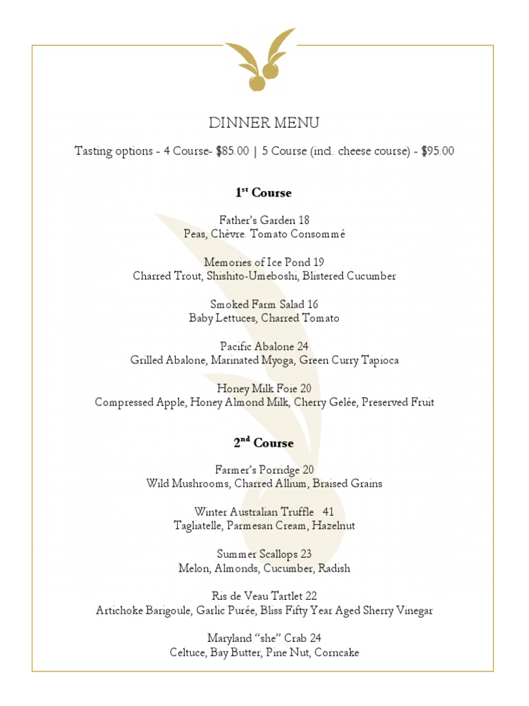 Mirabelle - Dinner Menu 7.25.18 | PDF