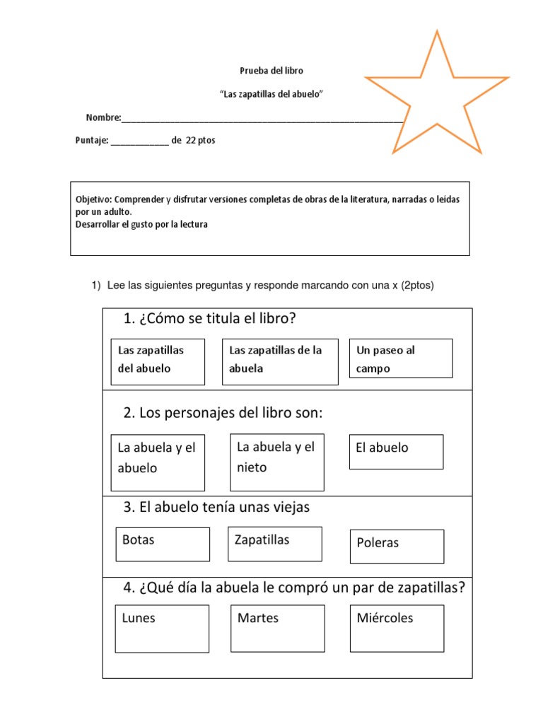 Prueba Del Libro Las Zapatillas Del Abuelo | PDF Prueba Del Libro Las Zapatillas Del Abuelo | PDF