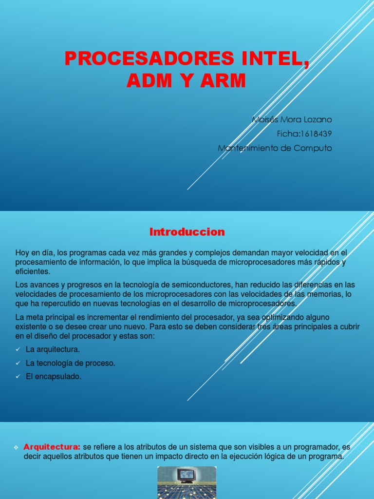 Procesadores Intel, Adm y Arm | PDF | Unidad Central de procesamiento ...