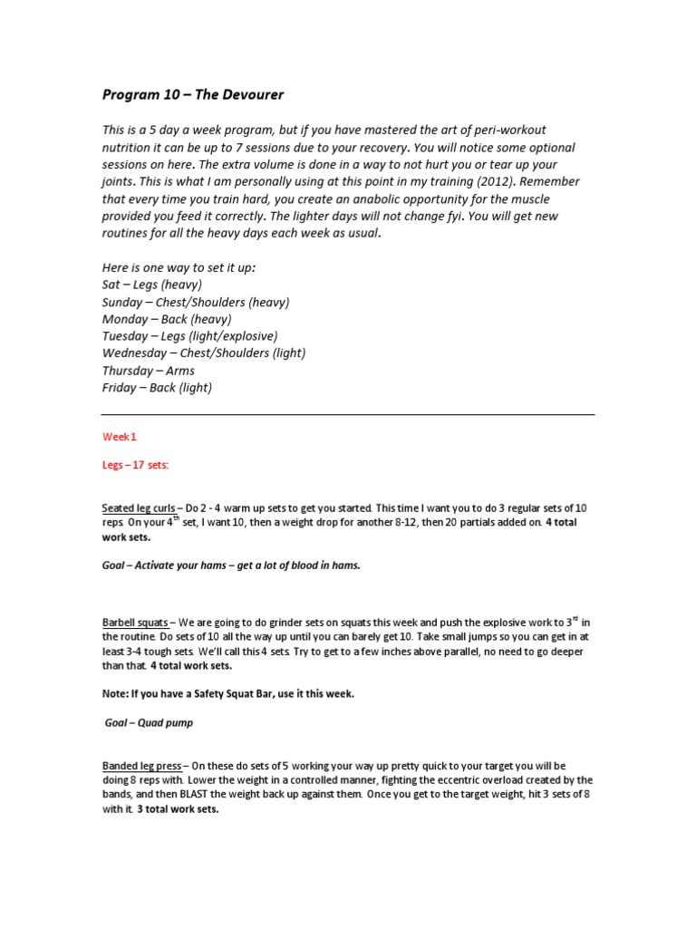 John Meadows - Program 10 - The Devourer | PDF | Weight Training ...
