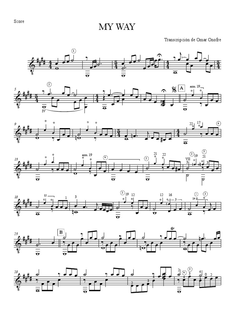 My Way Score Transcription | PDF
