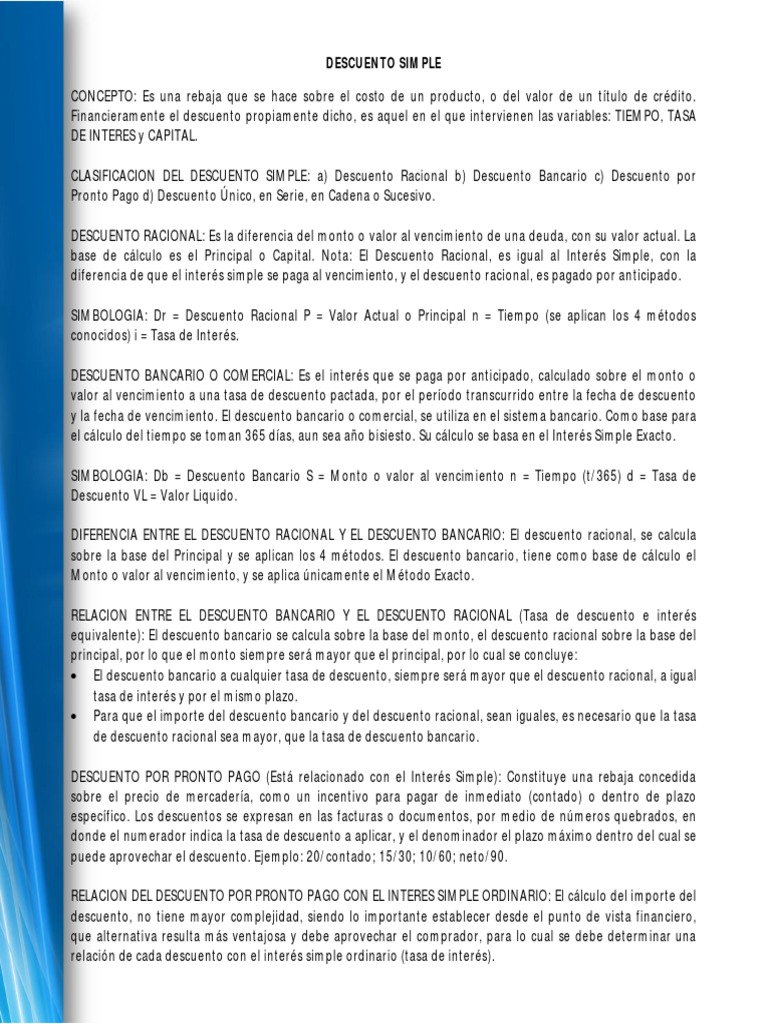 DESCUENTO SIMPLE.pdf | Interés | Precios