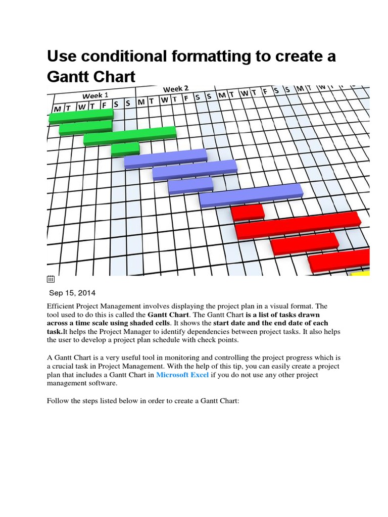 Creating A Gantt Chart In Excel Using Conditional Formatting To