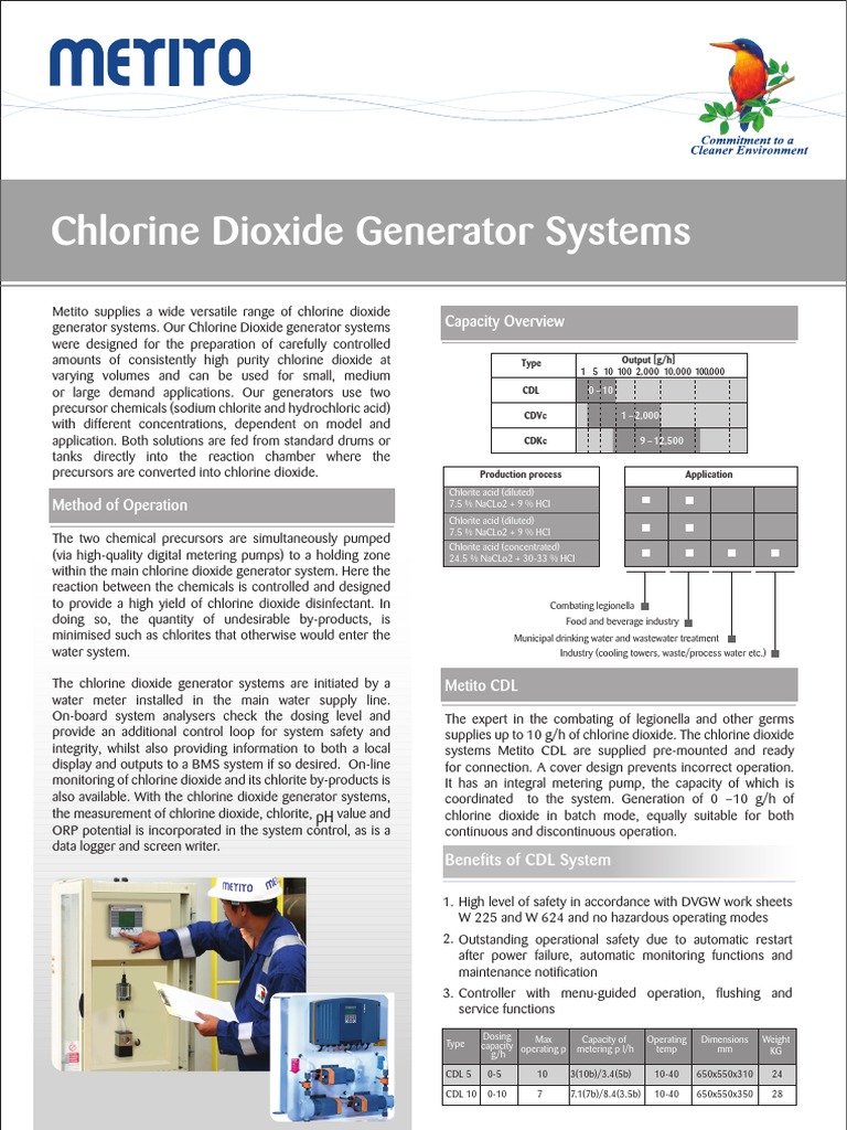 Chlorine Dioxide Generator Systems: Capacity Overview | PDF | Chemical ...
