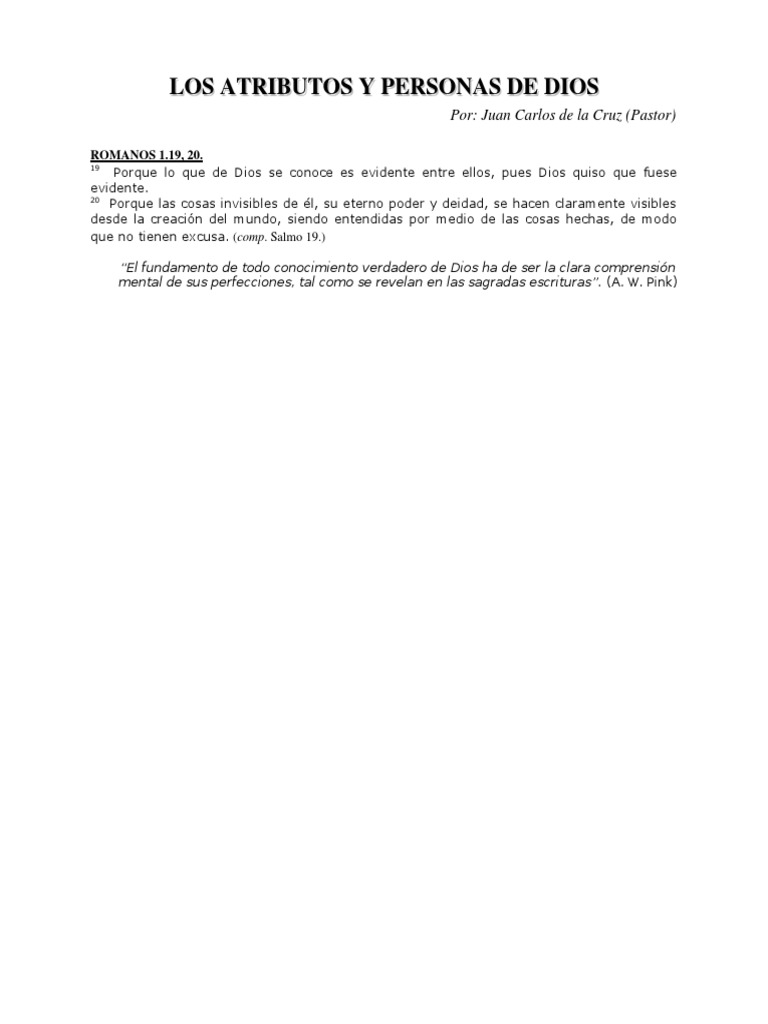 Los Atributos y Personas de Dios | Descargar gratis PDF | Dios en el cristianismo | Yahvé