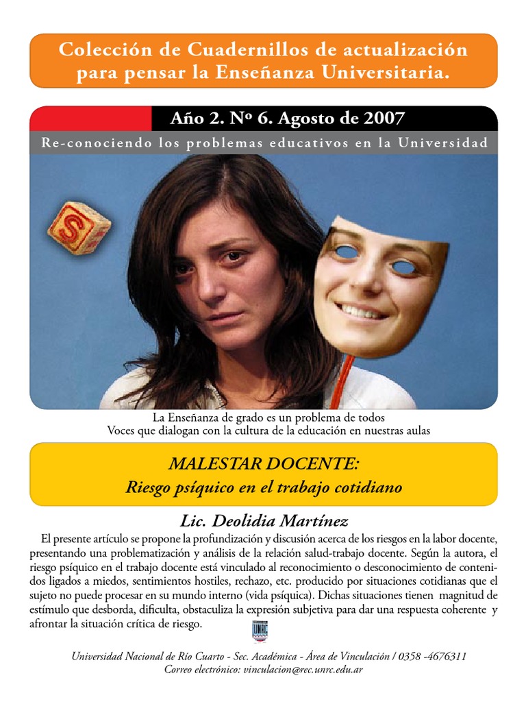 Malestar Docente y Riesgos Psíquicos | PDF | Psique (psicología ...