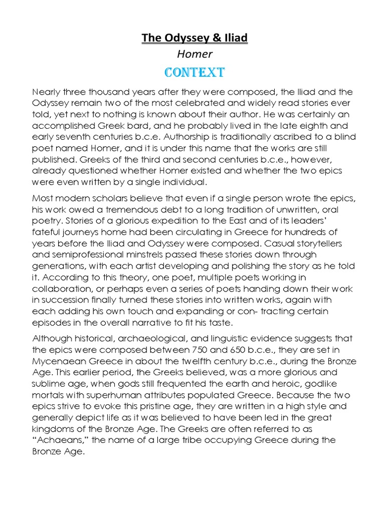 Homer: The Odyssey & Iliad Overview | PDF | Hector | Achilles