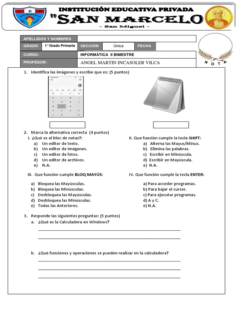 Evaluacion 1er Grado Primaria II Bimestre | PDF