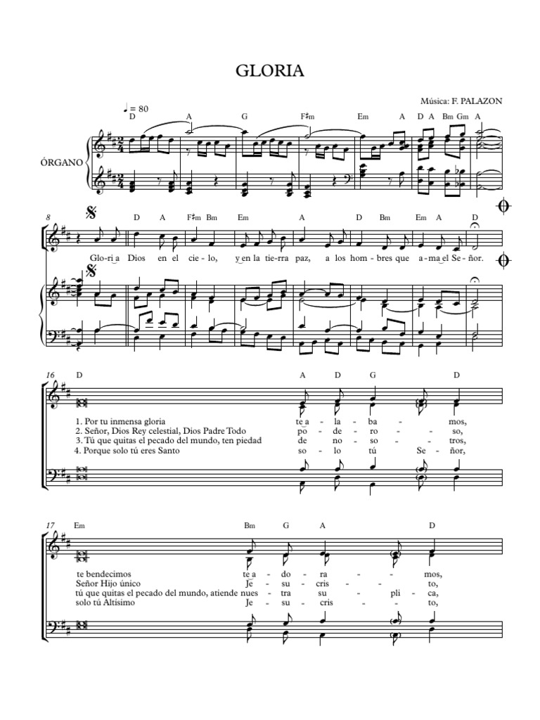 GLORIA FRANCISCO PALAZÓN - Partitura Completa | PDF