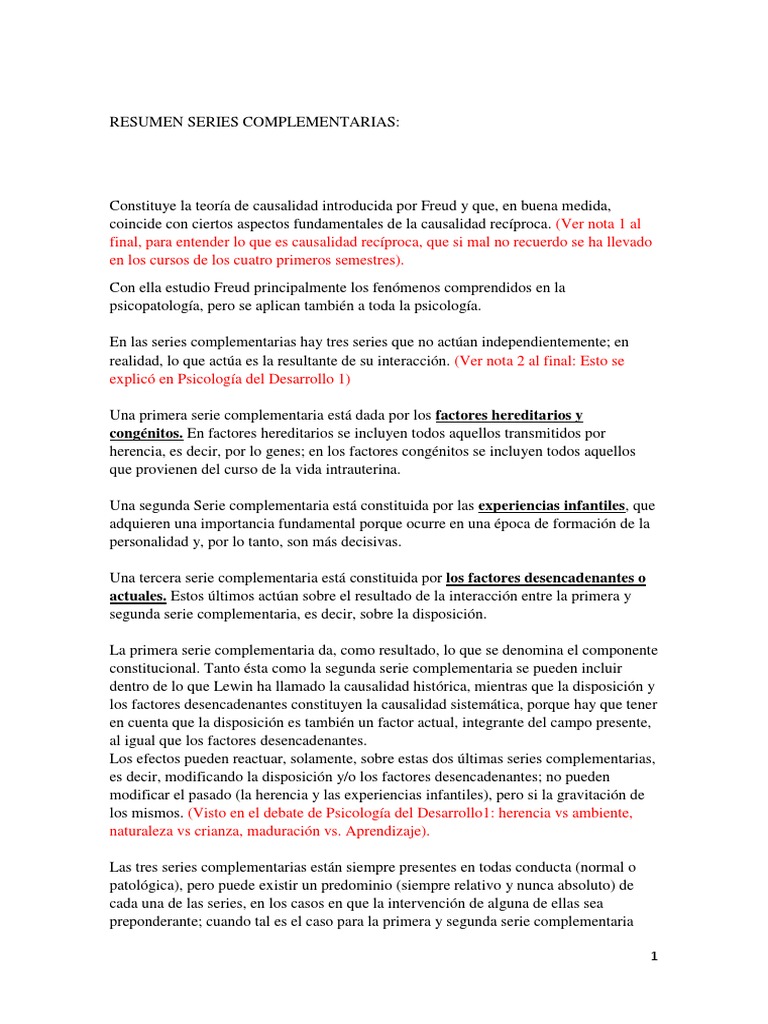 Resumen Series Complementarias | PDF | Aprendizaje | Sicología