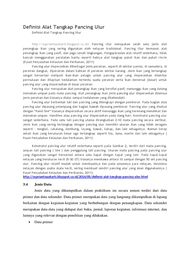 Definisi Alat Tangkap Pancing Ulur | PDF