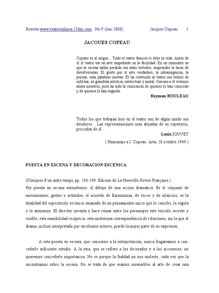 Jacques Copeau: Innovador del Teatro | PDF | Teatro | Columna