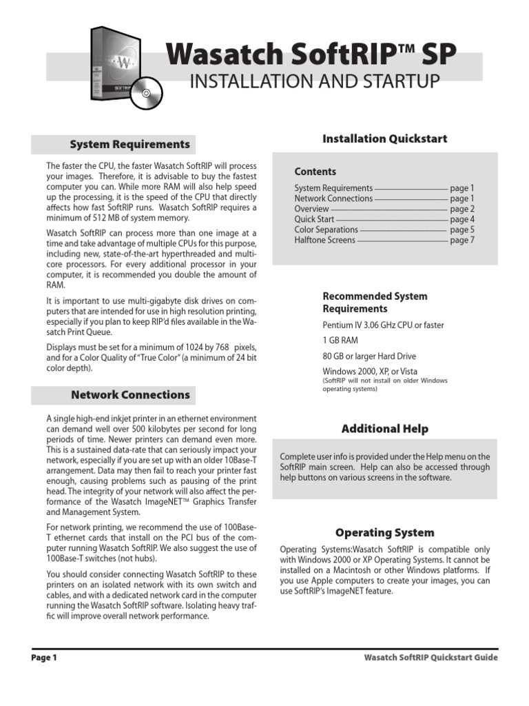 Wasatch Quickstart SP | PDF | Printer (Computing) | Operating System