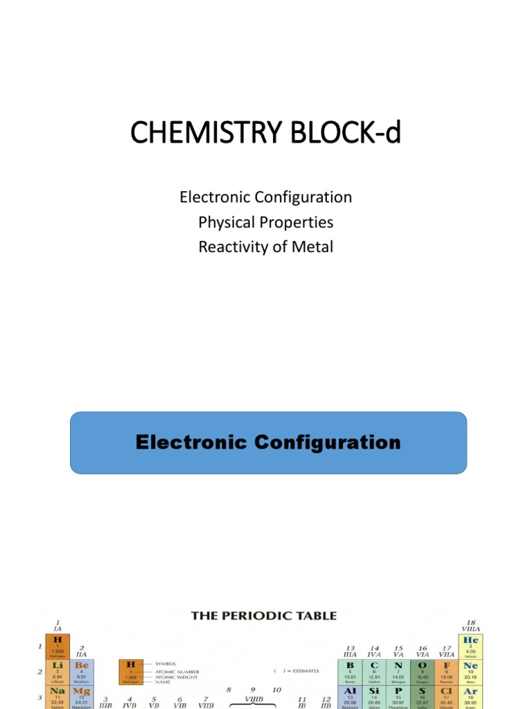 Chemistry Block-D | PDF | Transition Metals | Metals