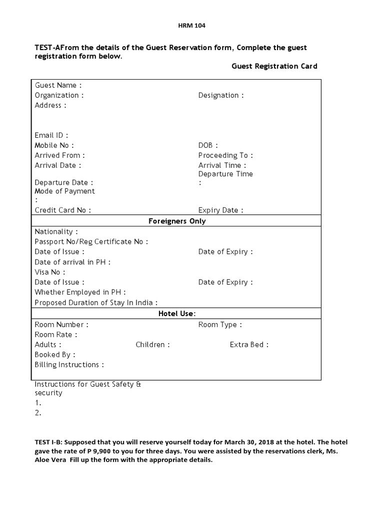 Registration Card Sample 4 | PDF | Business