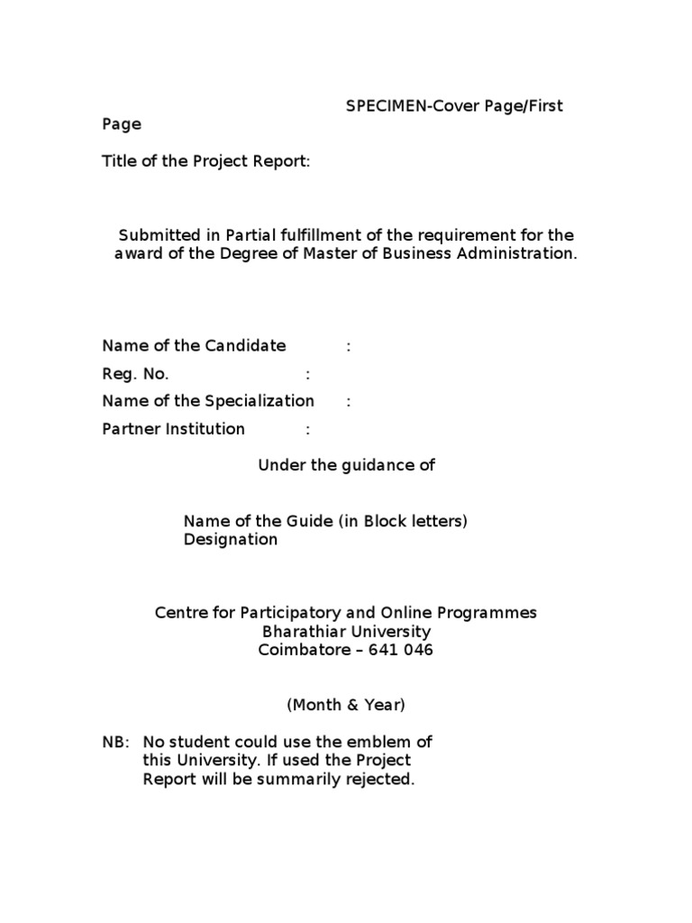 MBA Project | PDF | Master Of Business Administration | Academic Degree