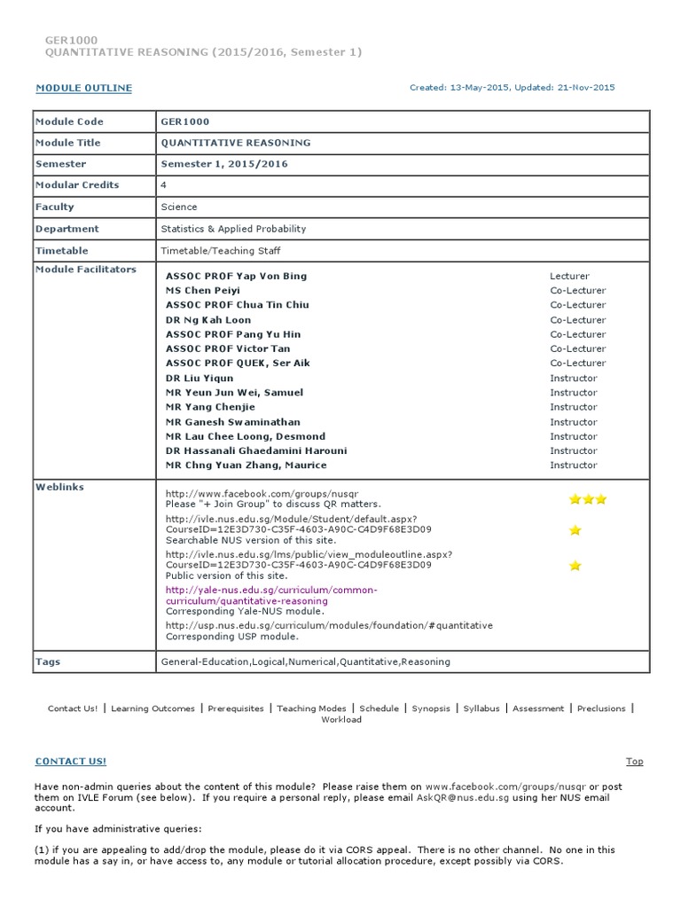 GER 1000 Module Outline | PDF | Causality | Statistics
