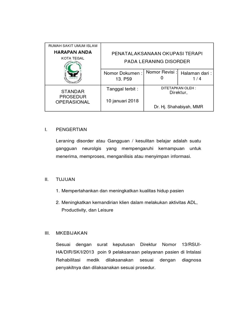 SOP Ot Pada Gangguan LD | PDF