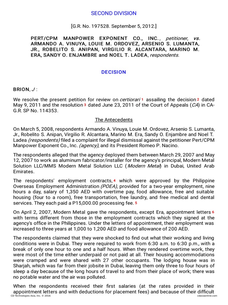 188600-2012-PERT CPM Manpower Exponent Co. Inc. V. | PDF | Ex Post ...