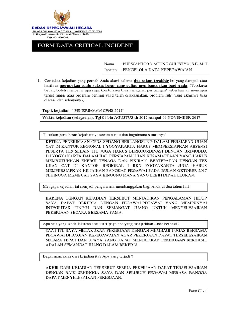 Critical Insiden | PDF | Karier & Perkembangan