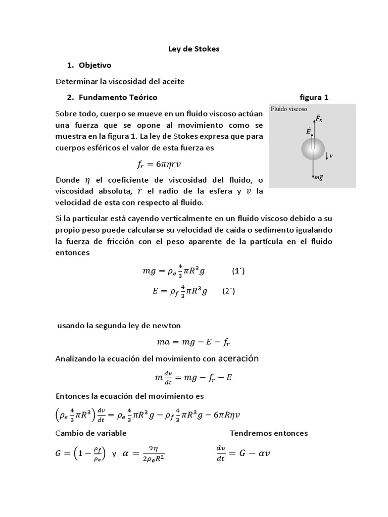 Ley de Stokes | PDF | Fuerza | Movimiento (física)