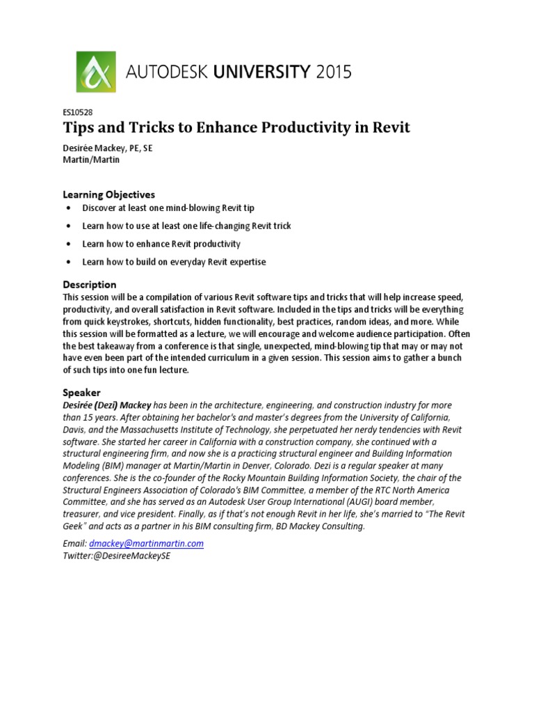 Tips and Tricks To Enhance Productivity in Revit PDF | PDF | Autodesk ...