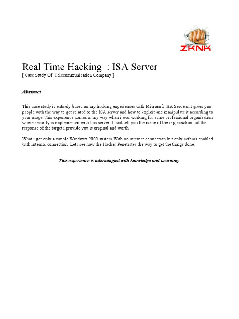 Case Study Hacking ISA Servers | PDF | Proxy Server | Hypertext Transfer Protocol