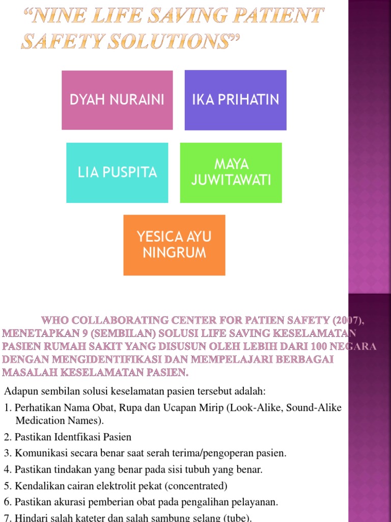 Nine Life Saving Patient Safety Solutions | PDF