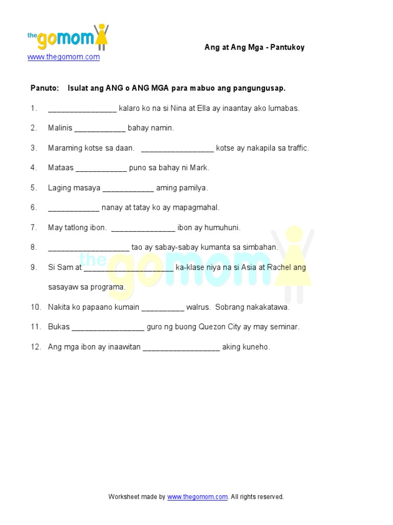 Ang at Ang Mga Pantukoy | PDF