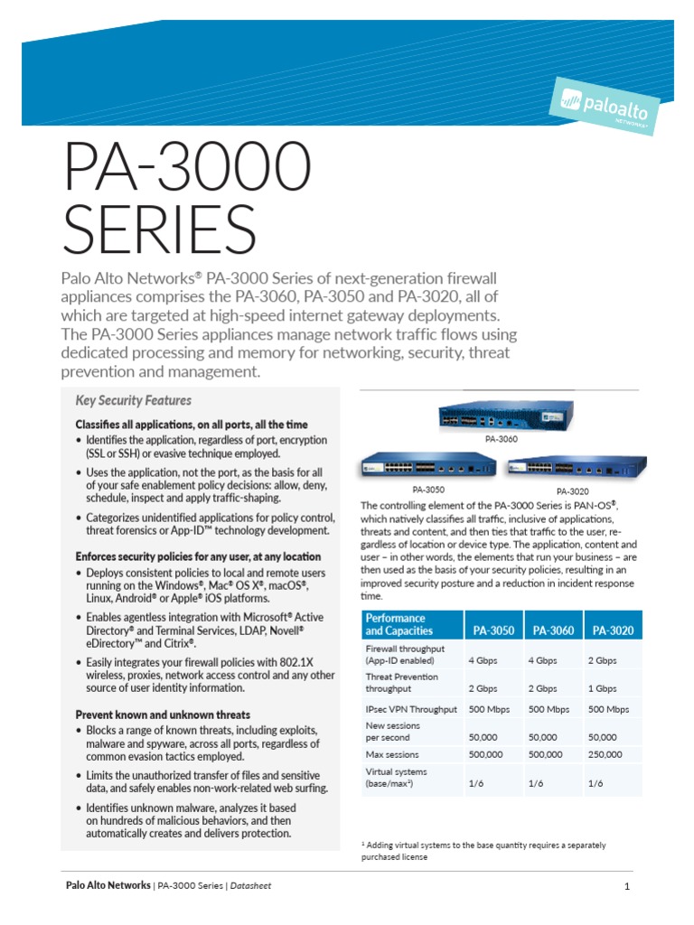 Datasheet Palo Alto 3000 Series | PDF | Firewall (Computing) | Computer Network