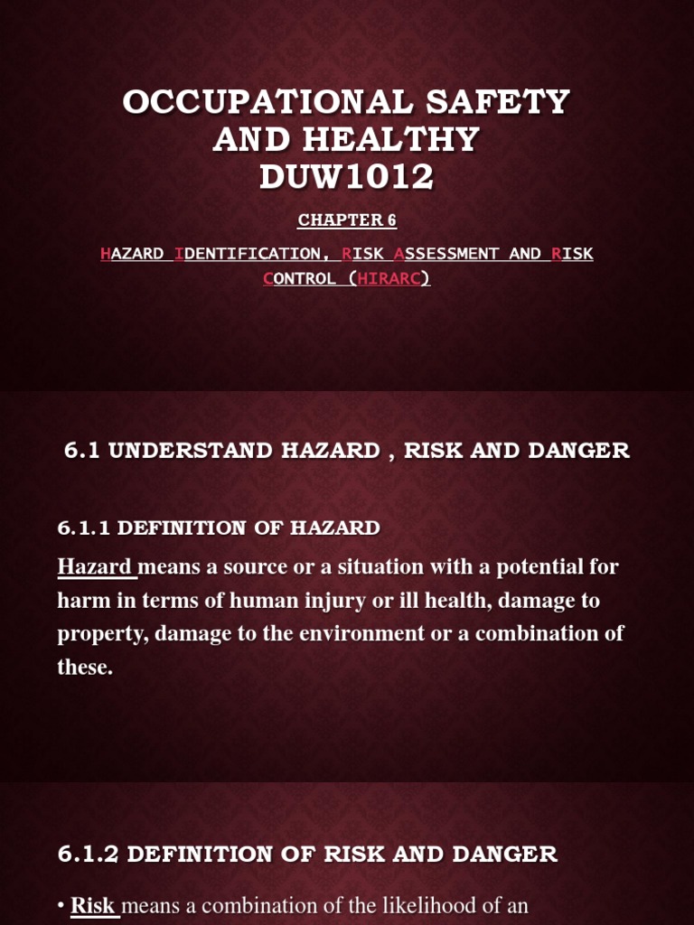 Hazard Identification, Risk Assessment and Risk Control (Hirarc) | PDF ...