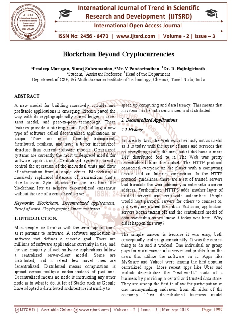 Blockchain Beyond Cryptocurrencies | PDF | Cryptocurrency | Public Key ...