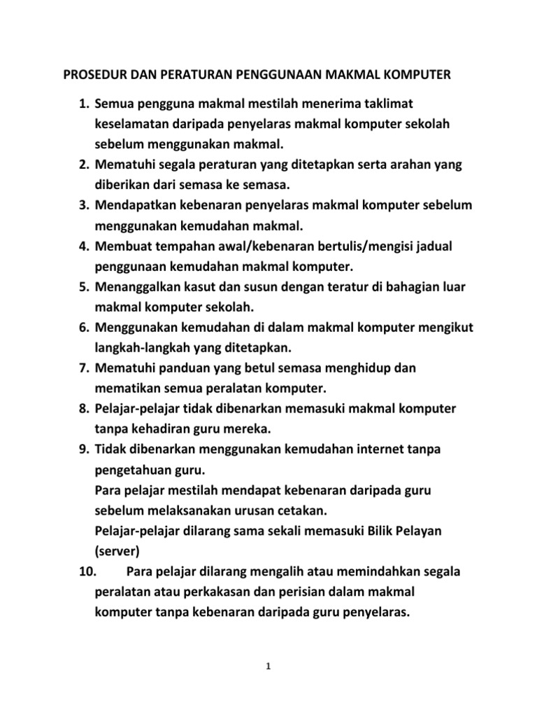Prosedur Makmal Komputer | PDF