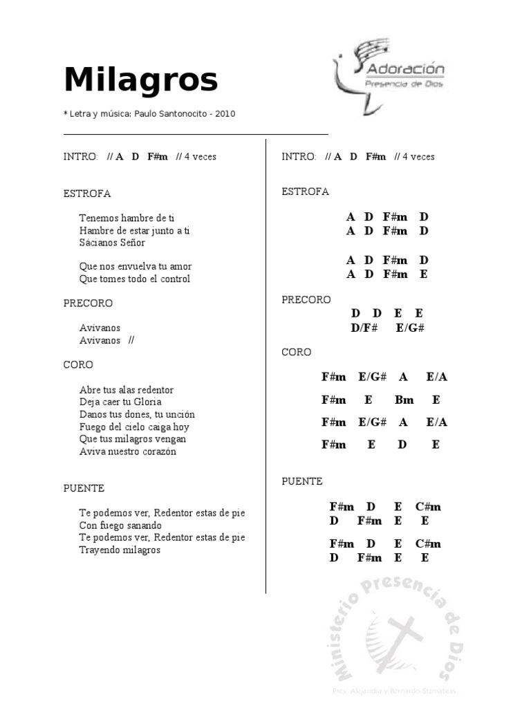Milagros - Letra y Acordes | PDF