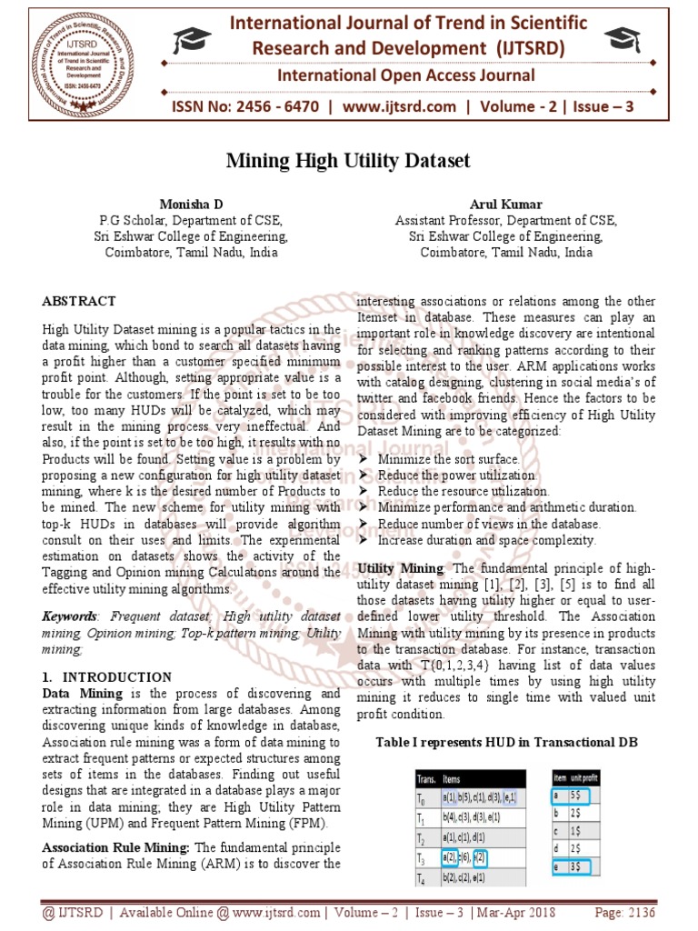 Mining High Utility Dataset Pdf Databases Information Technology Management