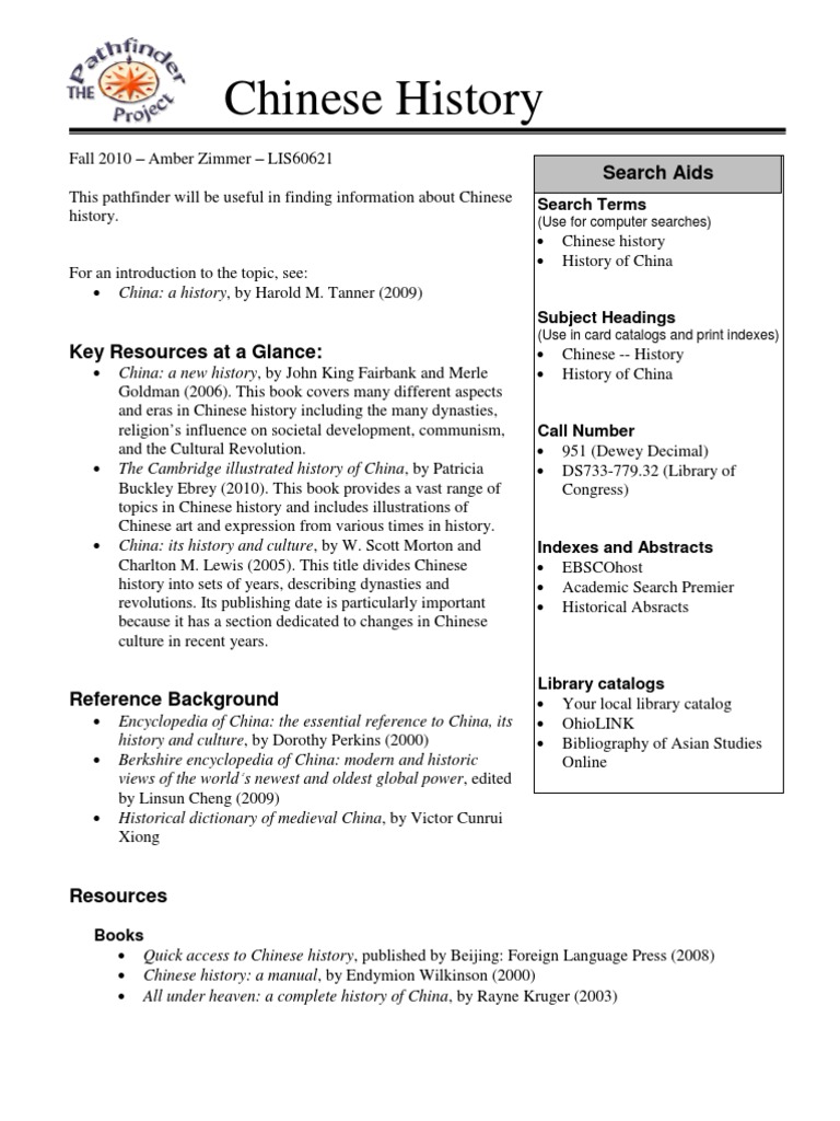 Chinese History Research Guide | PDF | History Of China | China