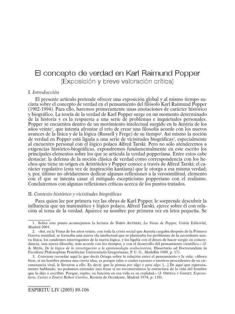 El Concepto de Verdad en Karl Raimund Popper | PDF | Verdad | Karl Popper