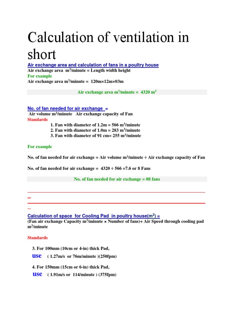 Calculation of Ventilation in Short | PDF | Air Conditioning ...