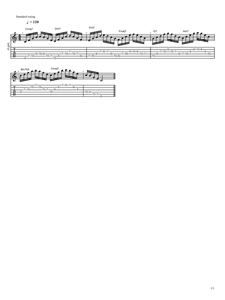 A Chart Depicting the Chord Progression of a Song in Standard Tuning | PDF