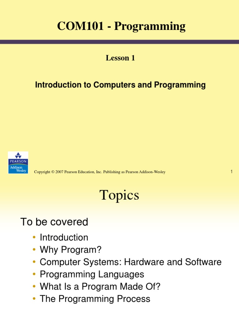 Com101 Programming Lesson 1 Pdf Computer Data Storage Random Access Memory