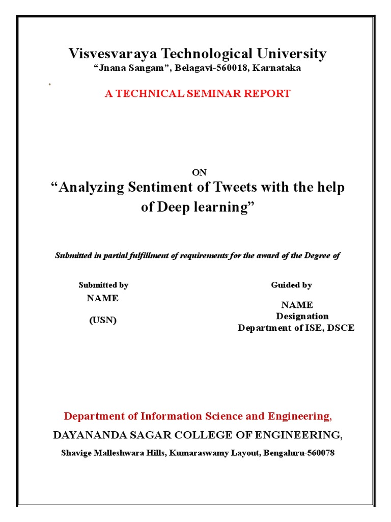 Visvesvaraya Technological University: A Technical Seminar Report | PDF ...