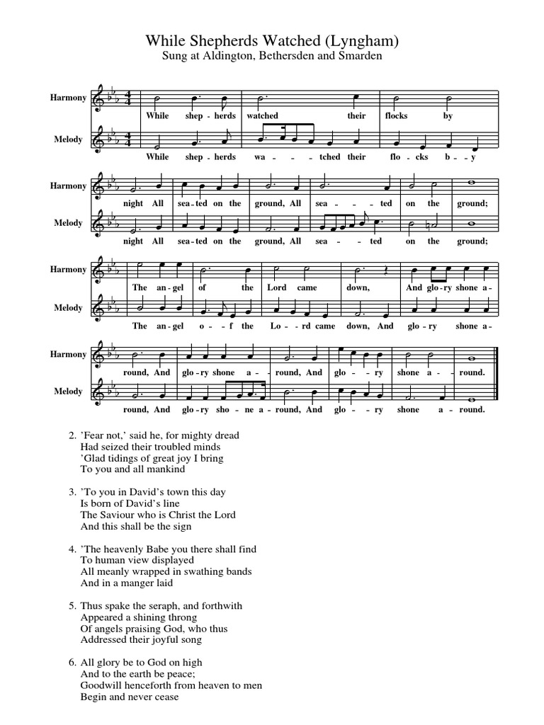 Lyngham Hymn: While Shepherds Watched | PDF | Art | Religion & Spirituality