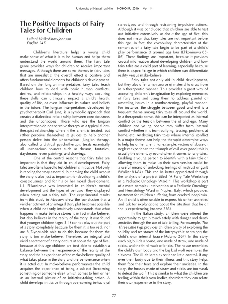 Positive Effects of Fairy Tales on Kids | PDF | Fairy Tales | Psychotherapy