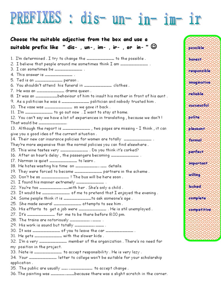 Prefixes Worksheet | PDF