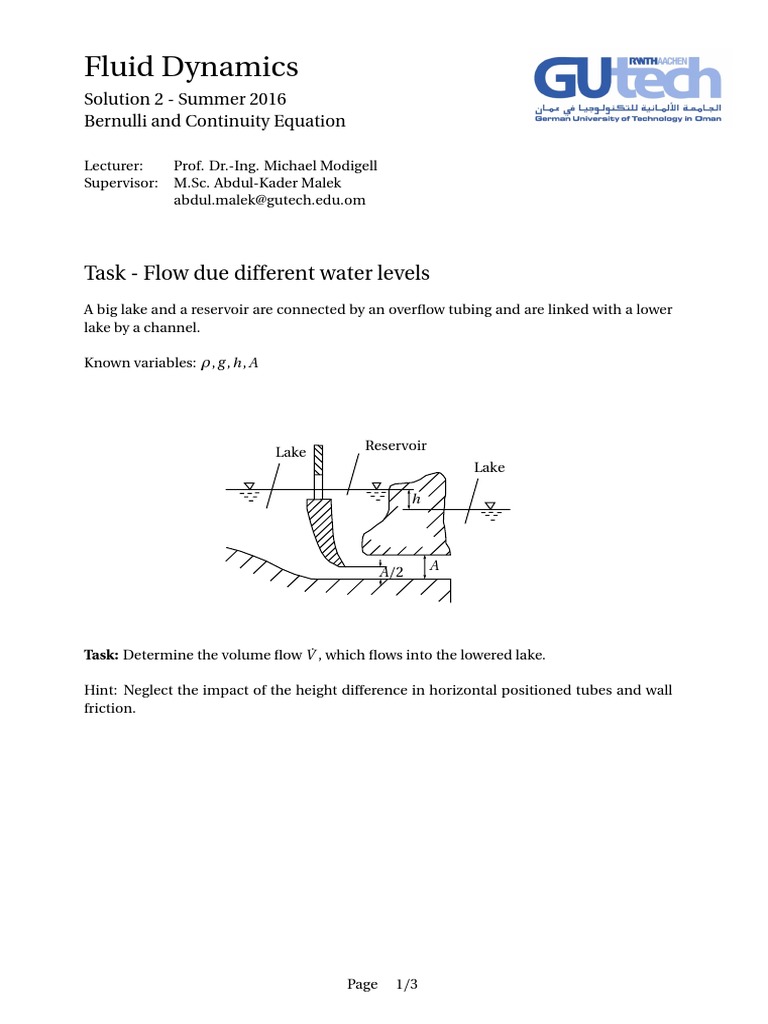 Excercise2-Fluid Dynamics | PDF | Fluid Dynamics | Liquids