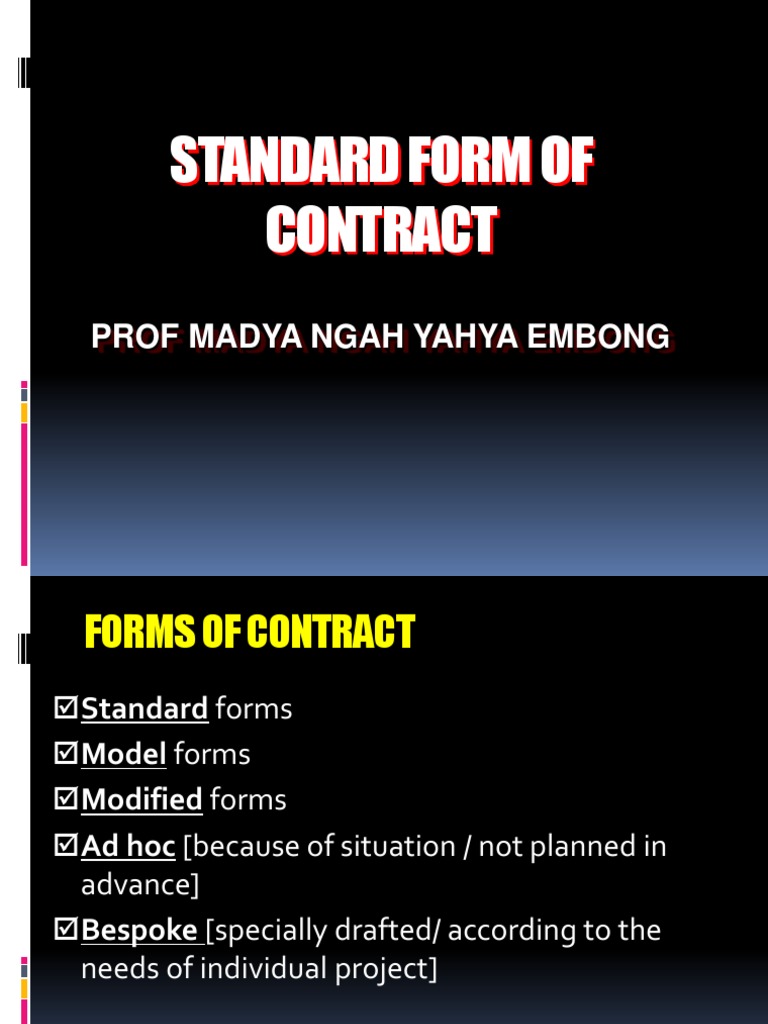 Standard Form of Contract Note | PDF | Engineering | Business