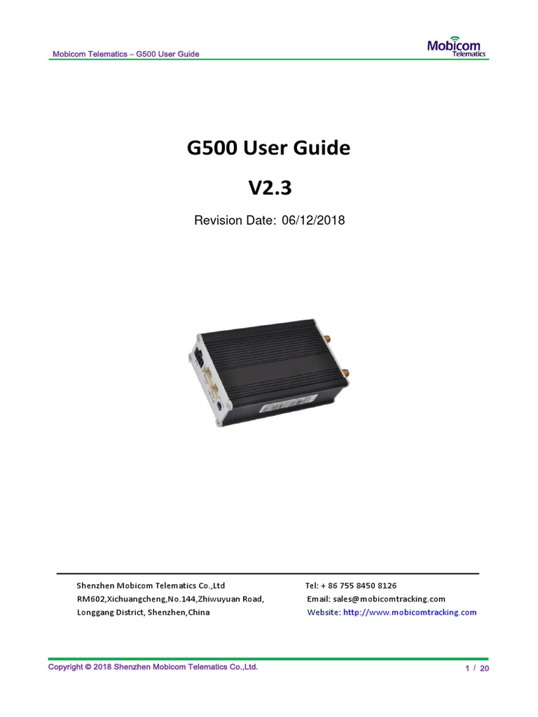 G500 User GuideV2.3-Mobicom Telematics PDF | PDF | Ignition System ...