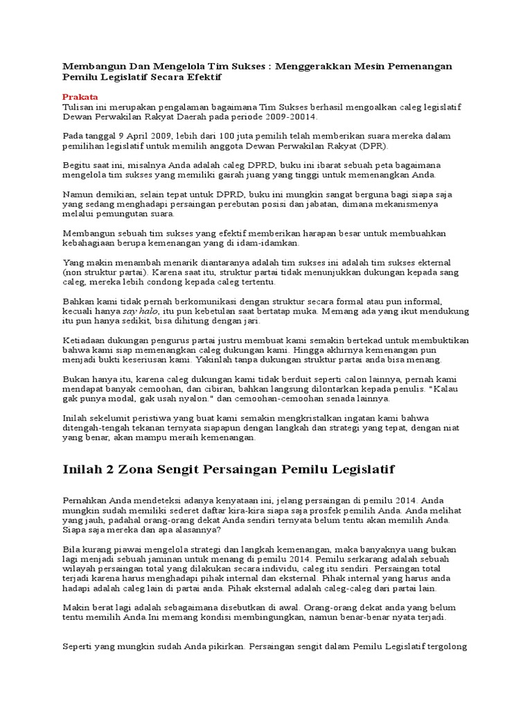 Membangun Dan Mengelola Tim Sukses ISL | PDF | Ilmu Sosial