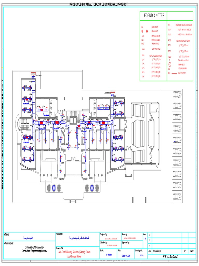 Legend & Notes: Air-Conditioning System (Supply Duct) For Ground Floor ...